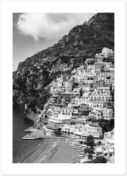 "The Cliff" Positano B&W Premium Semi-Glossy Wall Art Print ...